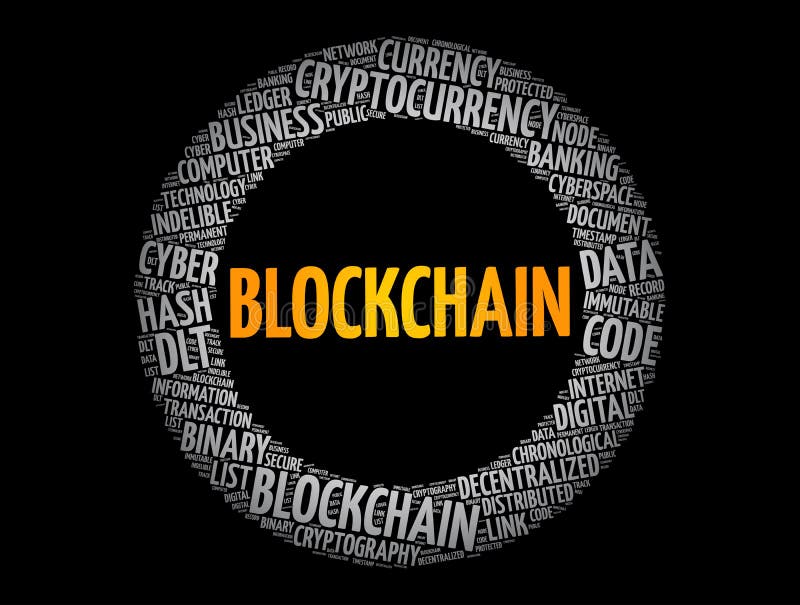 Blockchain Cryptocurrency Coin Word Cloud Collage, Business Concept ...
