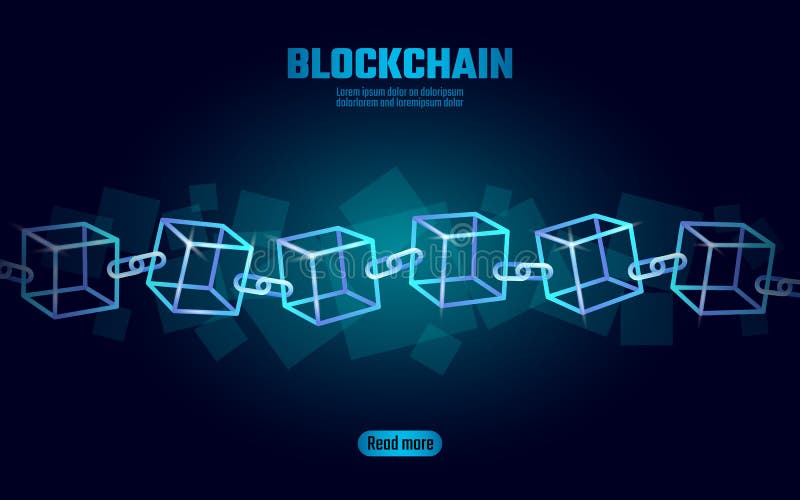 Blockchain Cube Chain Symbol on Square Code Big Data Flow Information ...