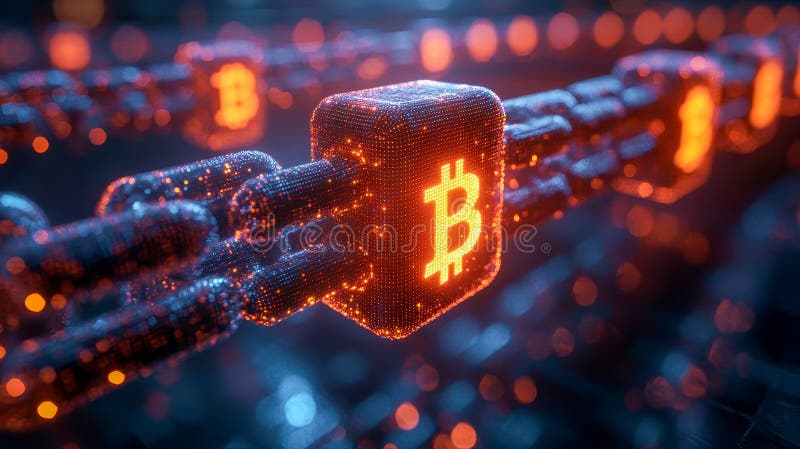 Blockchain Cubes are Connected by a Chain Stock Photo - Image of ...
