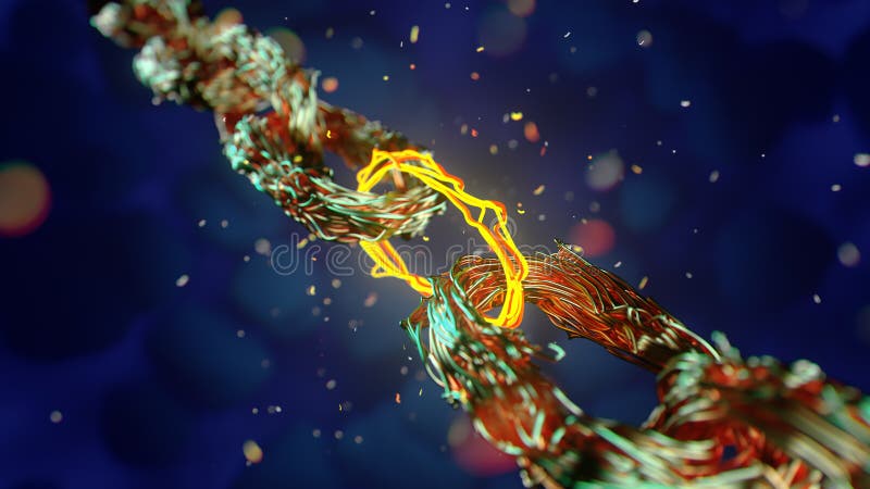 Blockchain Digital Chain, Beautiful Abstract Copper Coil Wiring . 3d ...