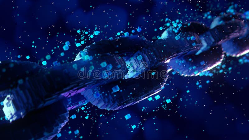 Blockchain Digital Chain with Blocks Connection Shape. 3d Rendering Stock Illustration ...
