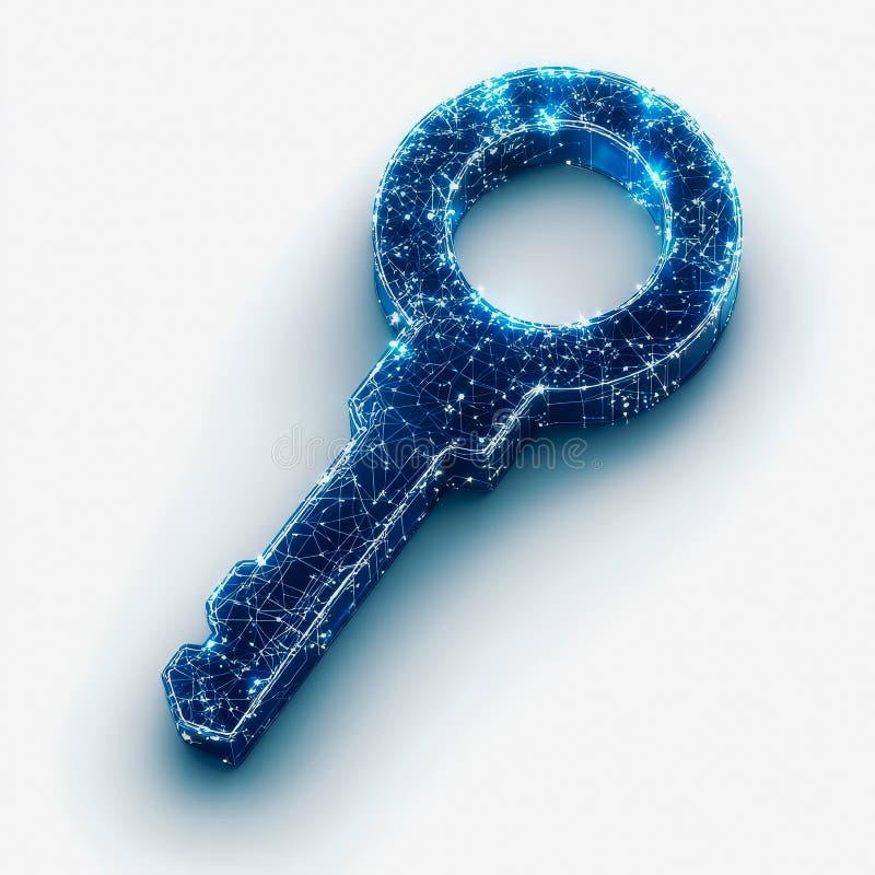 Blockchain Digital Key with Blue Wire Pattern Symbolizing Security and ...