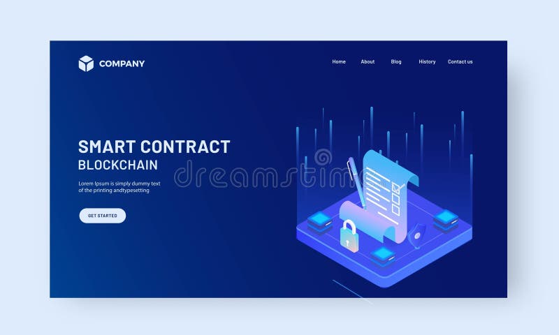 Blockchain Digital Smart Contract Based Landing Page Design in Blue ...