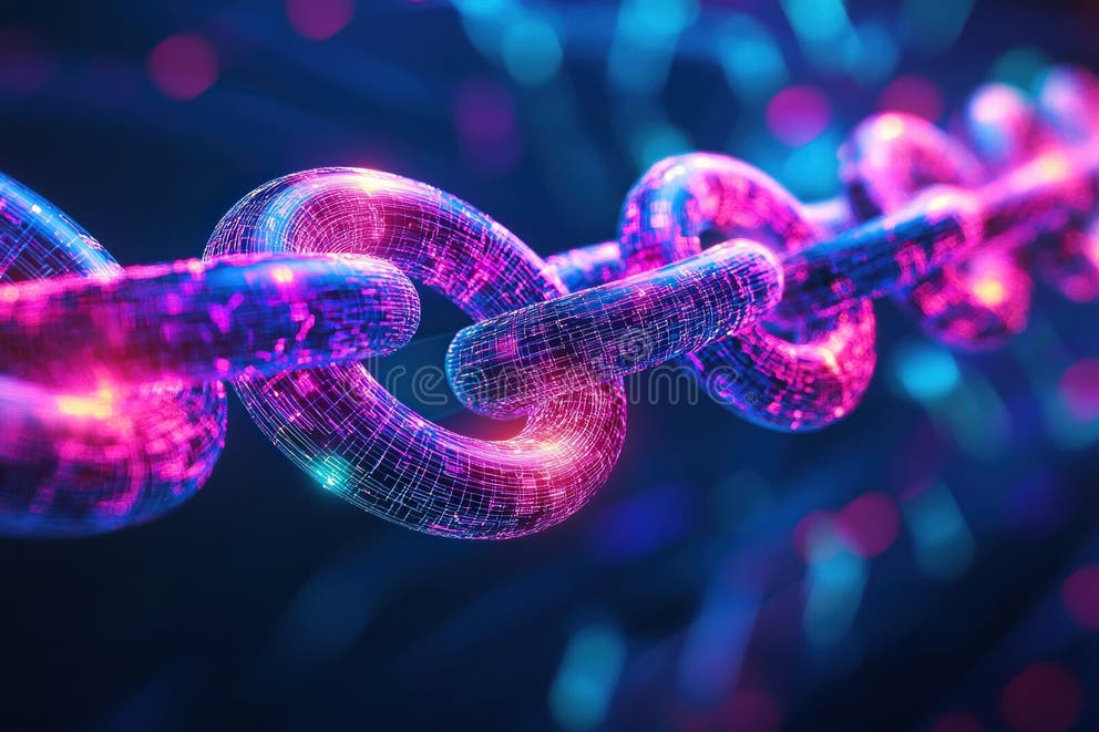 Blockchain Digital Technology Glowing Chain Links Data Network Stock ...
