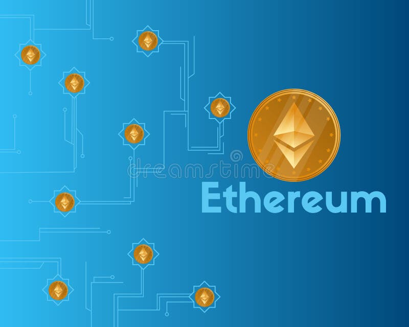 Blockchain Ethereum Cryptocurrency on Blue Background Editorial Image ...