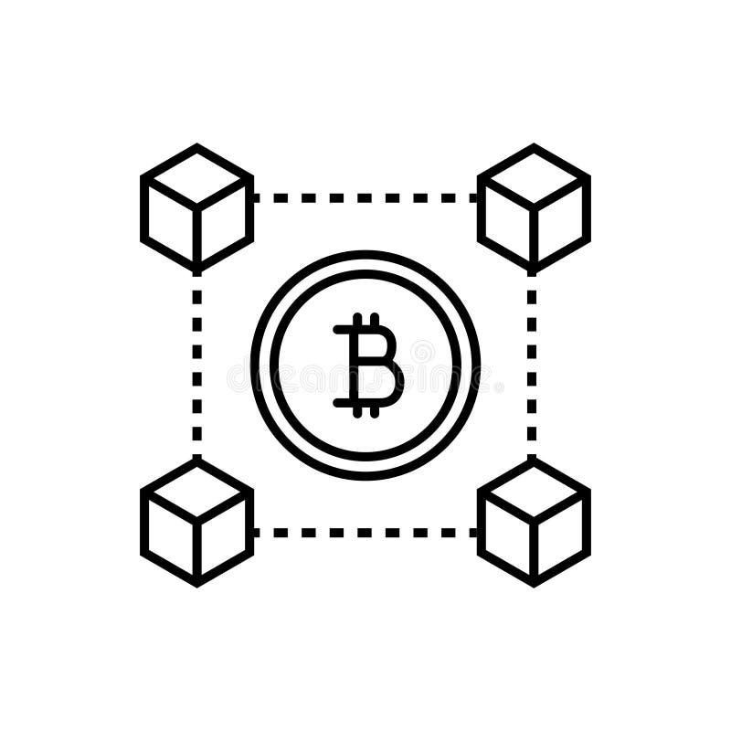 Blockchain Icon with Bitcoin Symbol in the Circle Editorial Image ...