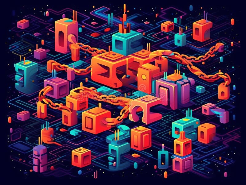 Blockchain Inspired Art Technology Stock Illustration - Illustration of ...
