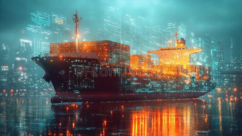 Blockchain Integration Logistic, a Large Cargo Ship Appears As a ...
