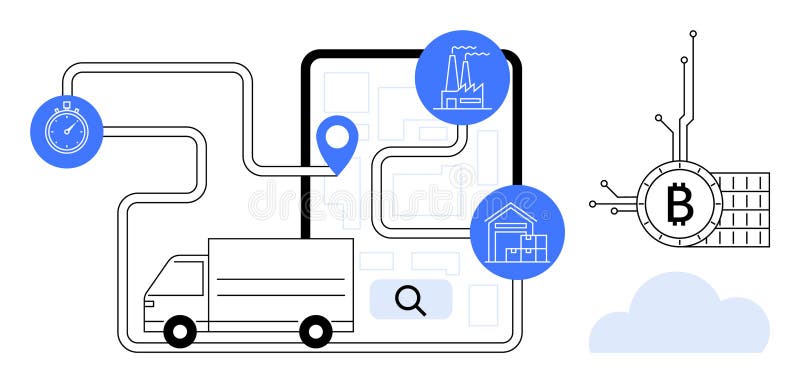 Blockchain and Logistics Integration Vector with Digital Supply Chain ...