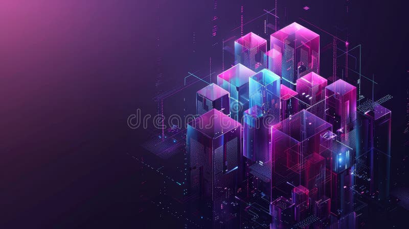 Blockchain Mining Concept Illustration. Abstract Background of Digital ...