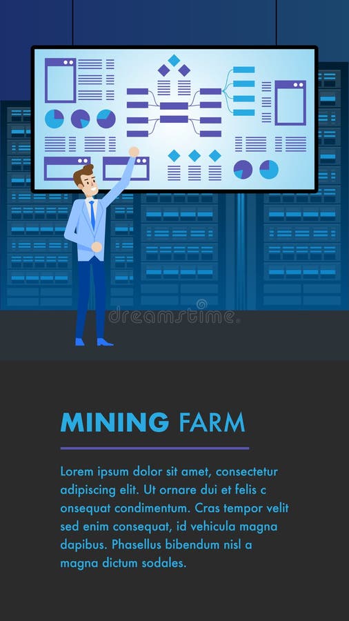 Blockchain Mining Farm. Crypto Coin Analysis Stock Illustration ...