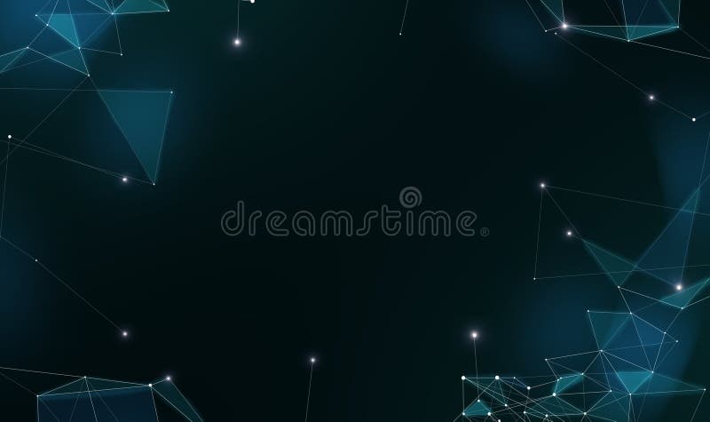 Blockchain Network. Abstract Connected Dots on Black Background Stock ...
