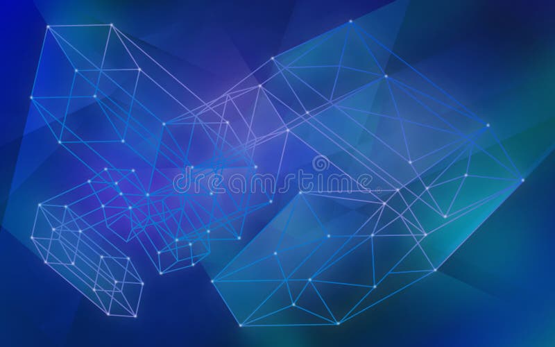 Blockchain Network Dark Blue Background. Abstract Image of the C Stock ...