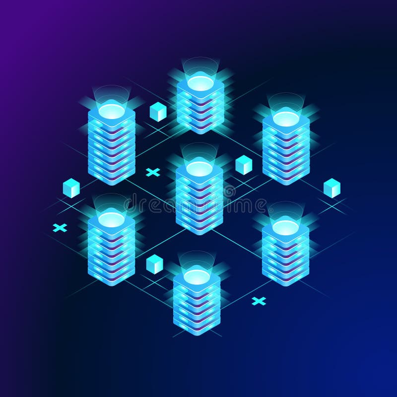 Abstract Blockchain Isometric Concept Banner Stock Illustration ...