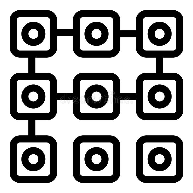 Blockchain Network Connecting Square Blocks with Lines and Circles Icon Stock Vector ...