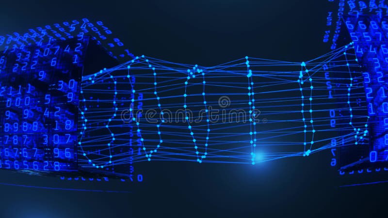 Network Connection Structure. Digital Blue Background with Dots and Lines. Big Data ...