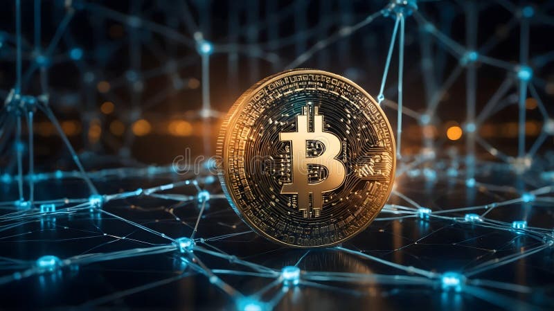 Blockchain Network and Decentralized Structure with Glowing Virtual ...