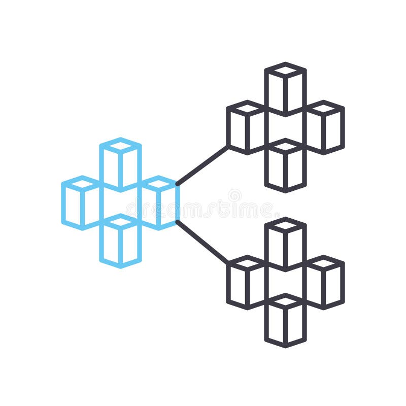 Blockchain Network Line Icon, Outline Symbol, Vector Illustration ...