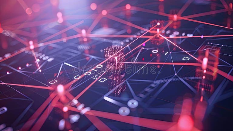 Blockchain Network Visualization with Interconnected Nodes Stock ...
