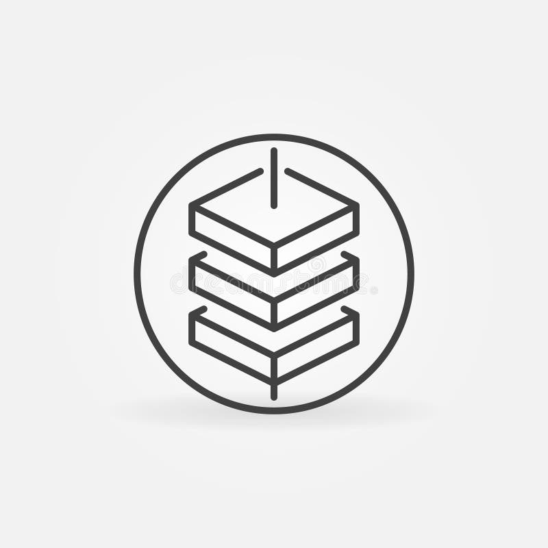 Blockchain Outline Vector Concept Minimal Round Icon - Block Chain Sign ...