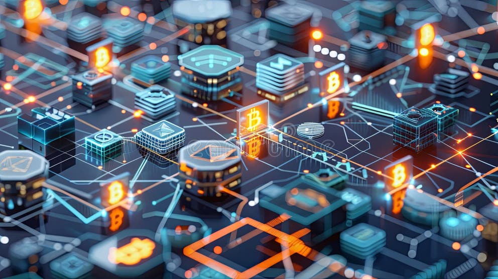 Blockchain S Financial Ecosystem Stock Illustration - Illustration of ...