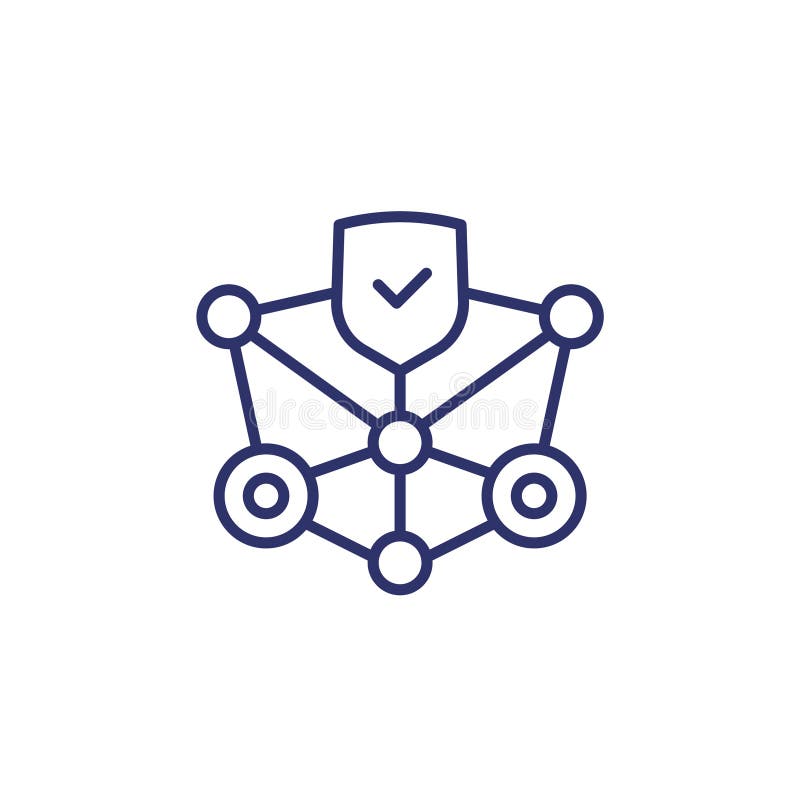 Blockchain Security Line Icon on White Stock Vector - Illustration of outline, cyber: 323625796