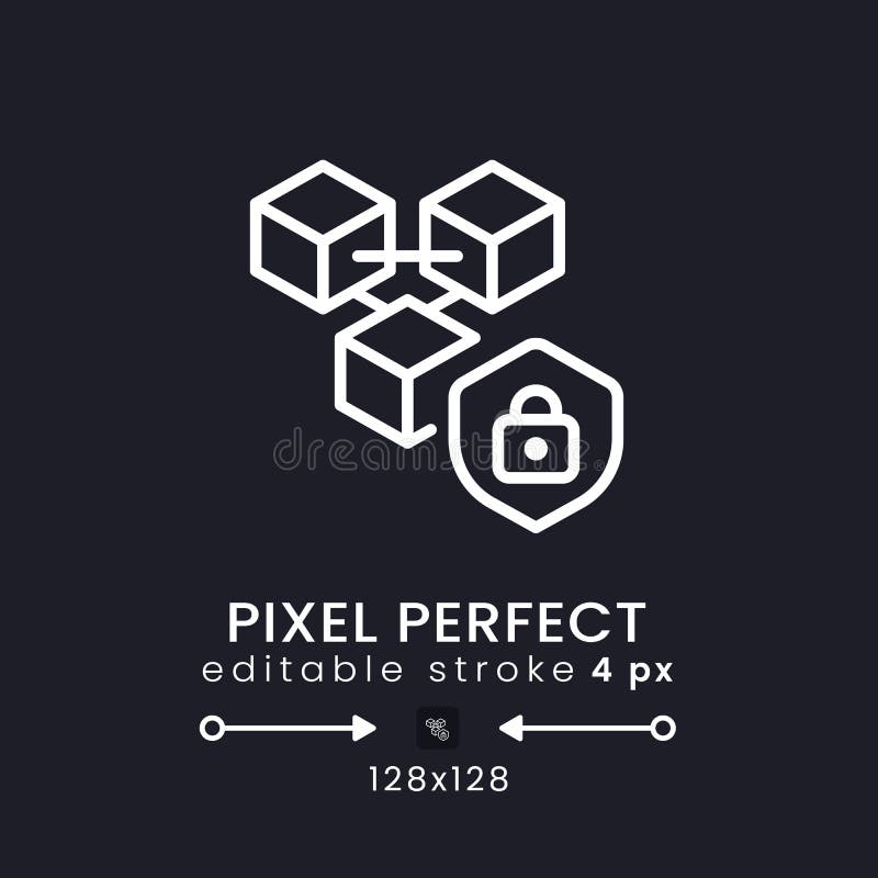 Blockchain Security White Linear Desktop Icon on Black Stock Illustration - Illustration of ...