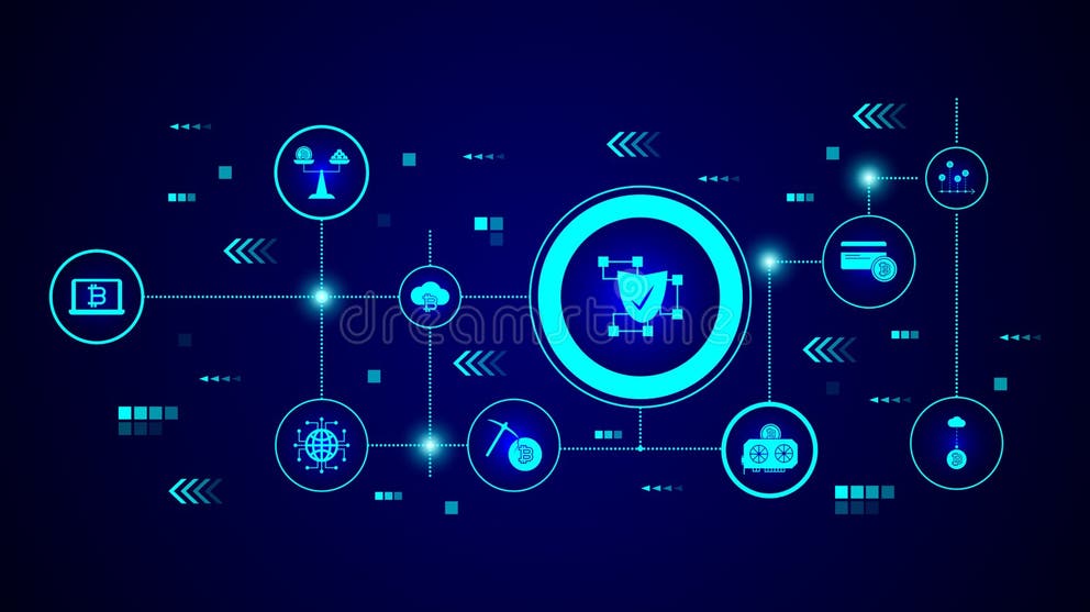 Blockchain Shield Icon. from Crypto Set Stock Illustration ...