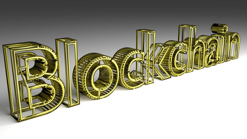 Blockchain Sign In Gold And Glossy Letters Stock Illustration ...