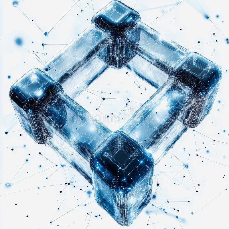 Blockchain Structure Abstract Design Blue White Background Technology ...