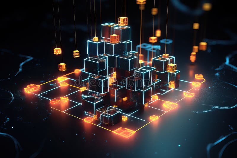 Blockchain Structure with Cryptocurrency Transaction Stock Illustration ...