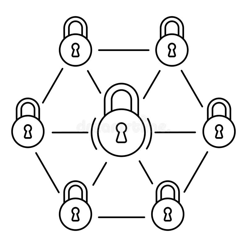 Blockchain Symbol. Cyber Security. Network Electronic Key. Vector Line ...