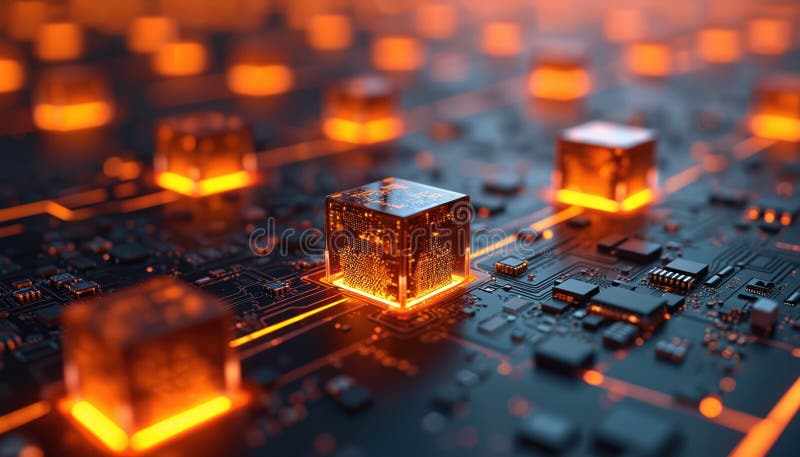 Blockchain Tech Background Cryptocurrency Fintech Block Chain Network ...