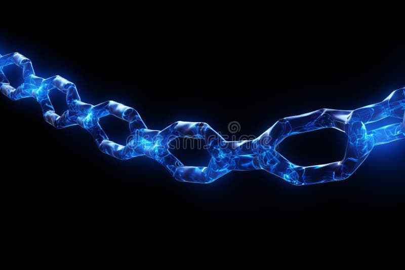 Blockchain Technology. Abstract Chain Illustration on Black Background ...