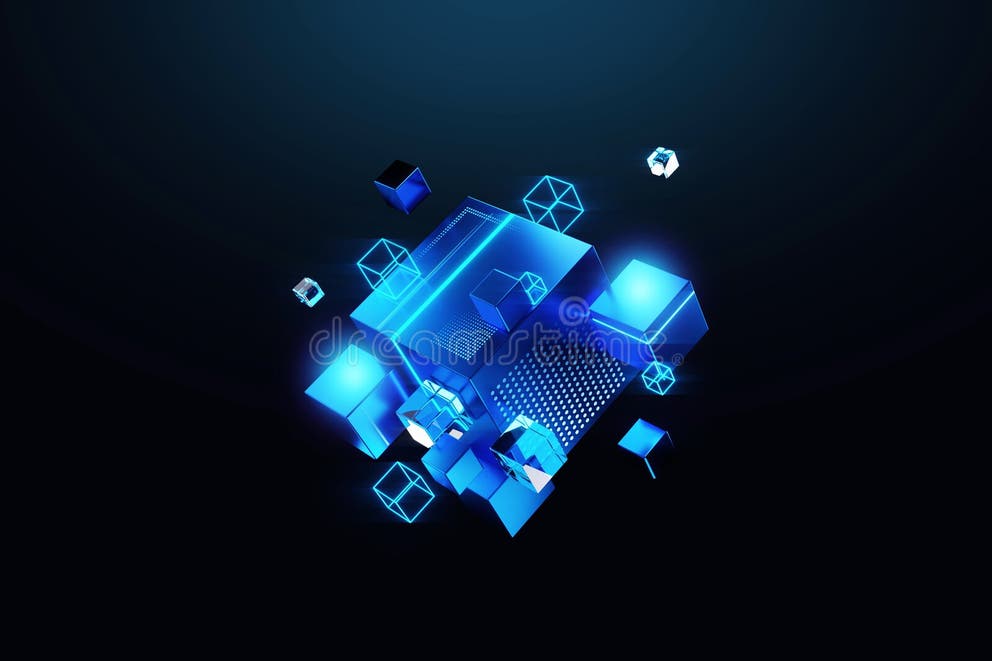 Blockchain Technology, Big Data, Neural Network Blocks, Artificial Intelligence Training. Hi ...