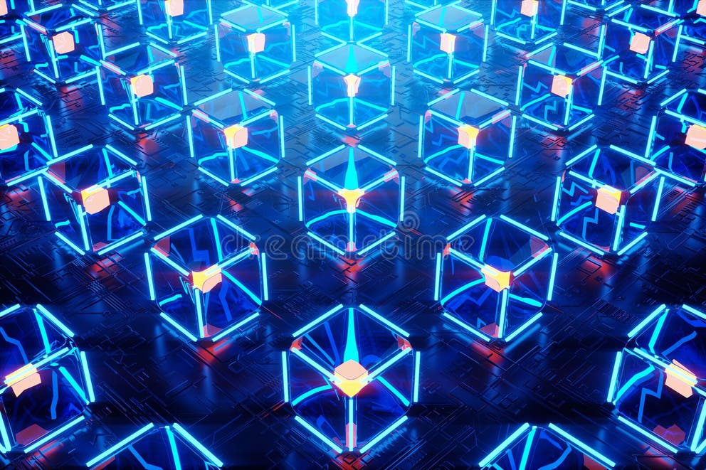 Blockchain Technology, Big Data, Neural Network Blocks, Artificial Intelligence Training. Hi ...