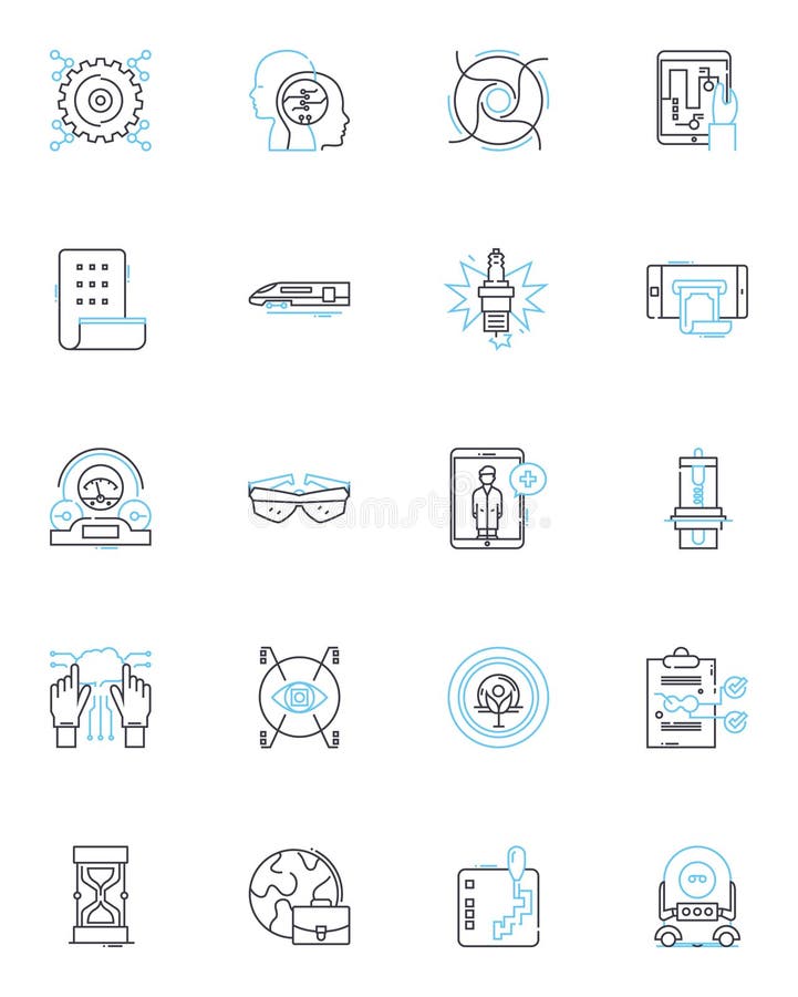 Blockchain Technology - BlockTech Linear Icons Set. Decentralization, Encryption, Consensus ...