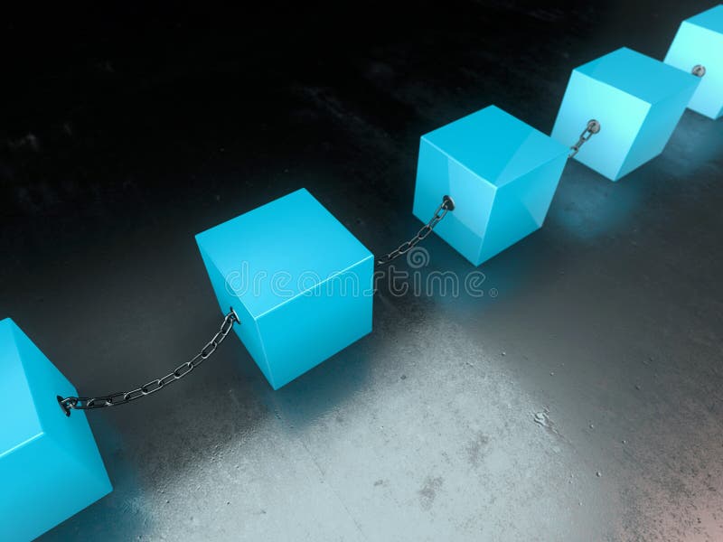 Blockchain Technology Blue Cubes Stock Illustration - Illustration of ...