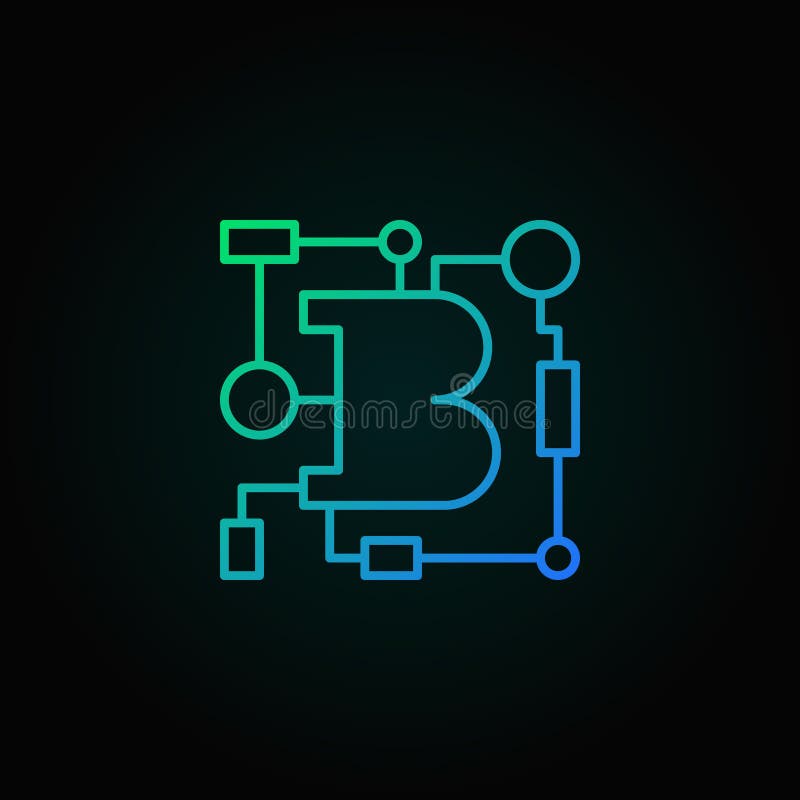 Blockchain Technology Blue Vector Linear Logo Element or Icon Stock ...