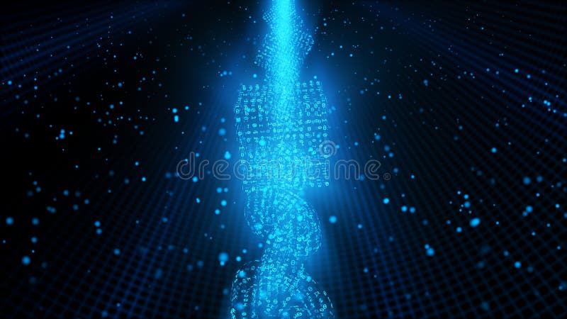Fly through Binary Code Tunnel in Cyberspace Encrypted Network Data - Abstract Background ...
