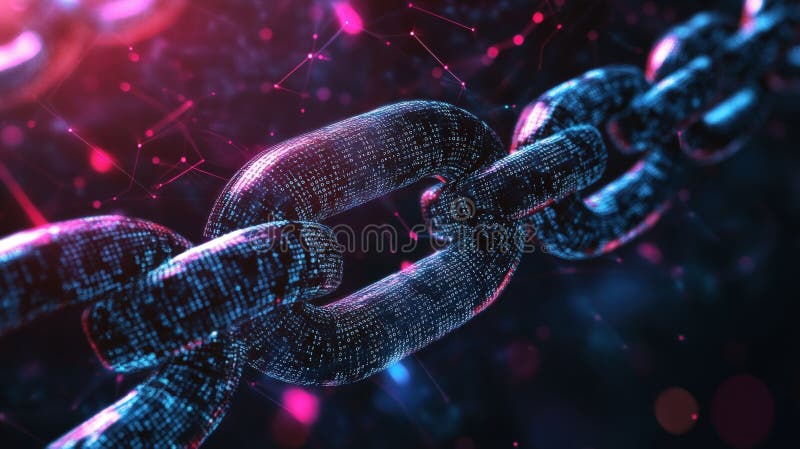 Blockchain Technology Creating Secure Digital Chain With Binary Code On