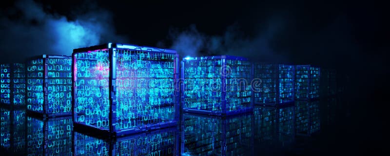 Blockchain Technology Cubed. Big Data. Artificial Intelligence, Cube with Numbers. Cube with ...