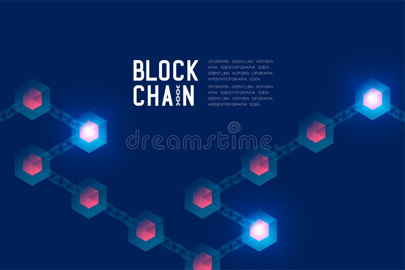 Block Chain. Crypto Currency. Blockchain Concept. 3D Wireframe Chain ...