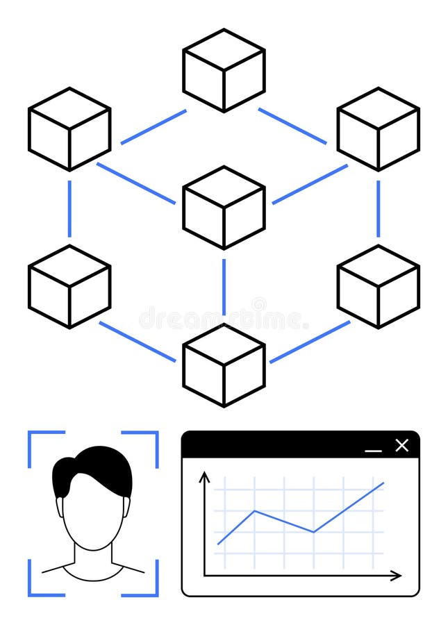 Blockchain Technology with Data Analysis and Digital Identity Concept Stock Illustration ...