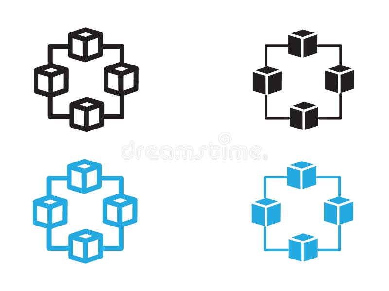 Blockchain Technology Logo Sign Set Vector Outline Stock Vector ...