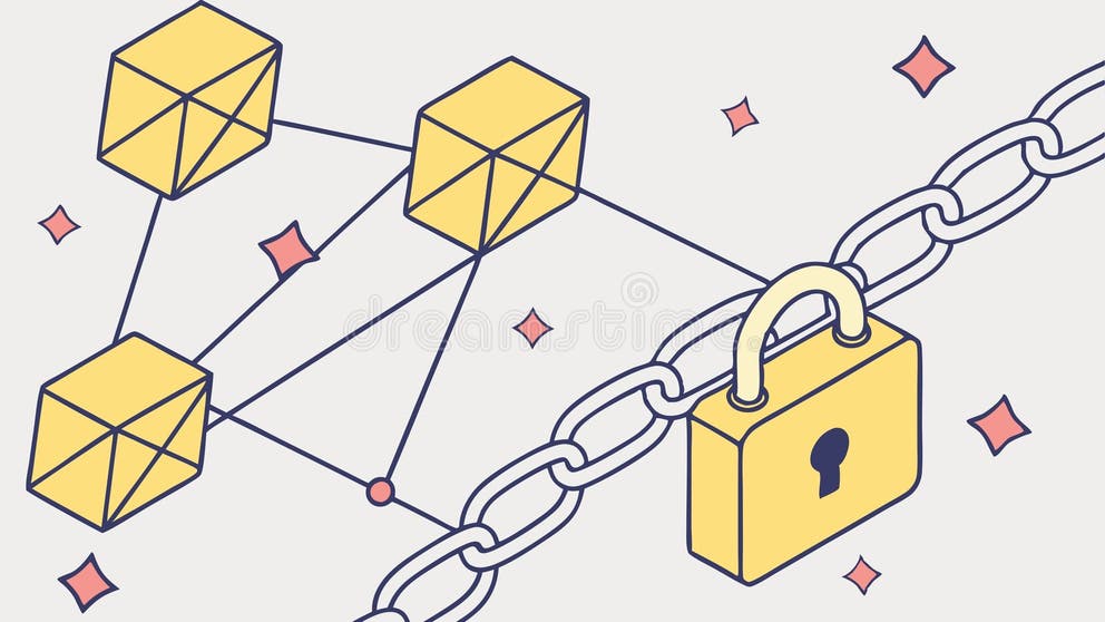 Blockchain Technology Illustrated with a Secure Chain Lock Vector ...