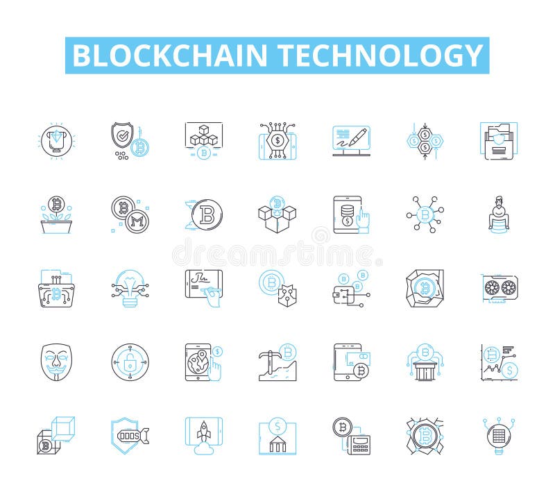 Blockchain Technology Linear Icons Set. Cryptography, Decentralization ...