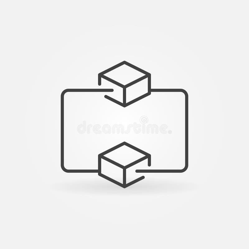 Blockchain Technology Linear Vector Concept Icon. Two Connected Blocks ...