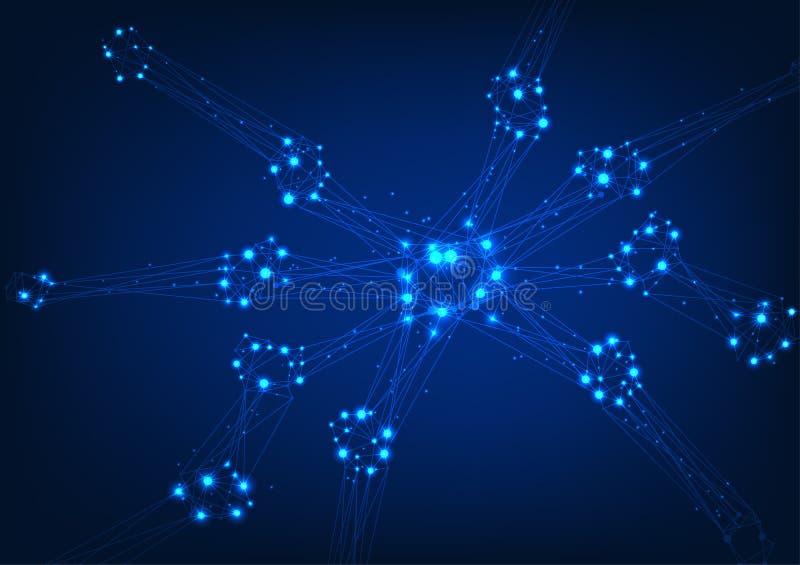 Blockchain Technology Lines that Connect and Break into Straight Lines ...