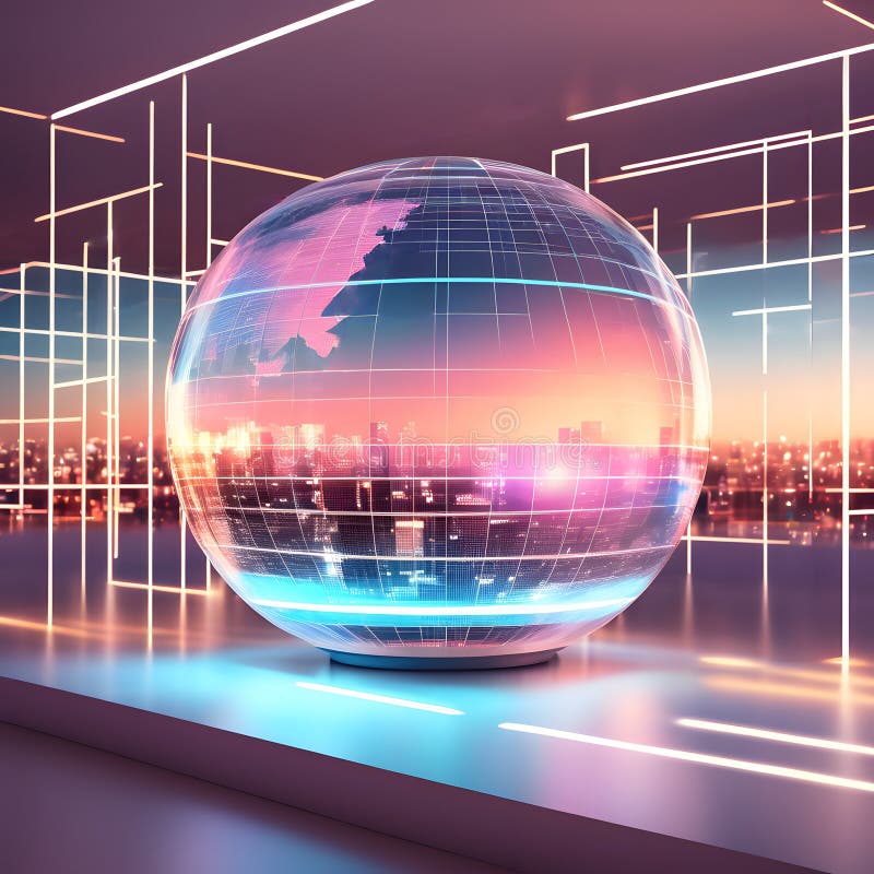 Blockchain Technology Planet Stock Illustration - Illustration of ...